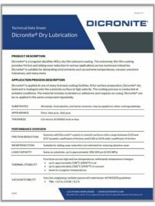 Tungsten Disulfide Coating Technical Data Sheet | Dicronite